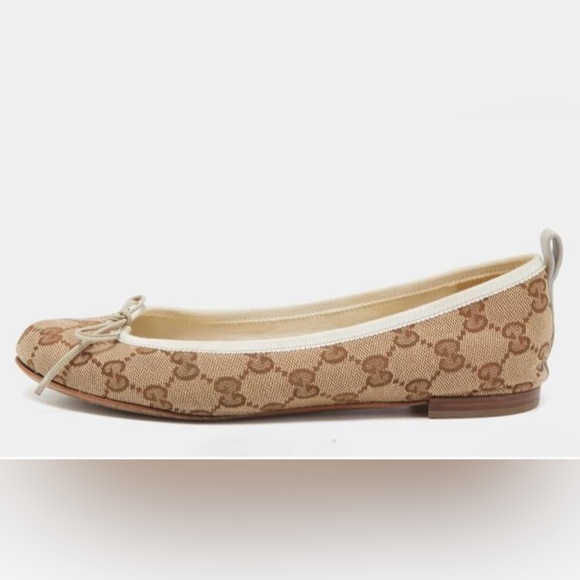 Gucci | Shoes | Authentic Gucci Monogram Ballerina Flats In Preloved ...